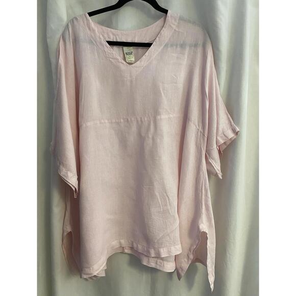 Tops | Match Point Kimono Tunic 10 Linen Light Pink Women Medium | Poshmark